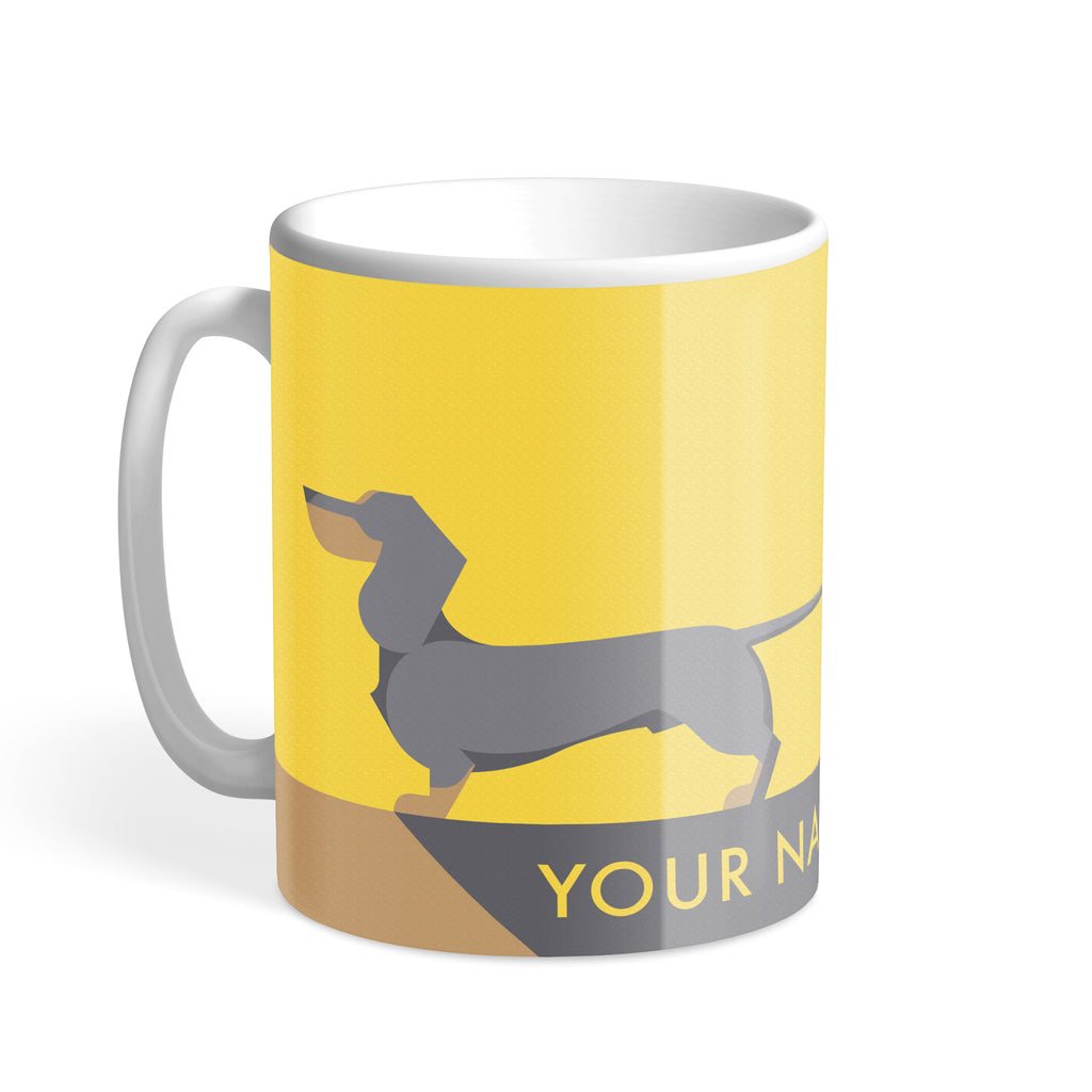 Blue Dachshund Chroma Personalised Hound & Herringbone Mug